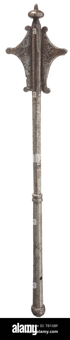 A German late Gothic mace, circa 1500, Forged iron. The head consisting ...