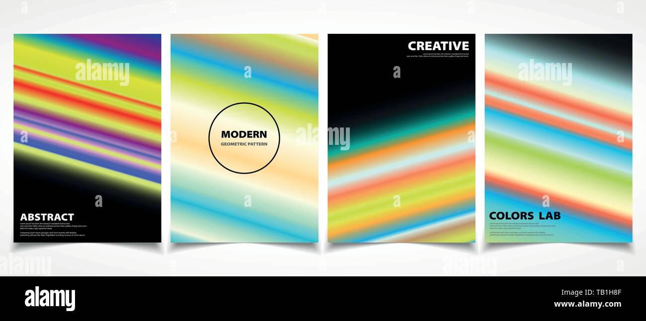 Abstract colorful line trendy brochure cover template set. You can use ...