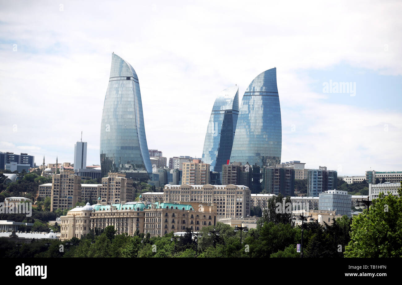 General view of the city of Baku before the UEFA Europa League final at ...