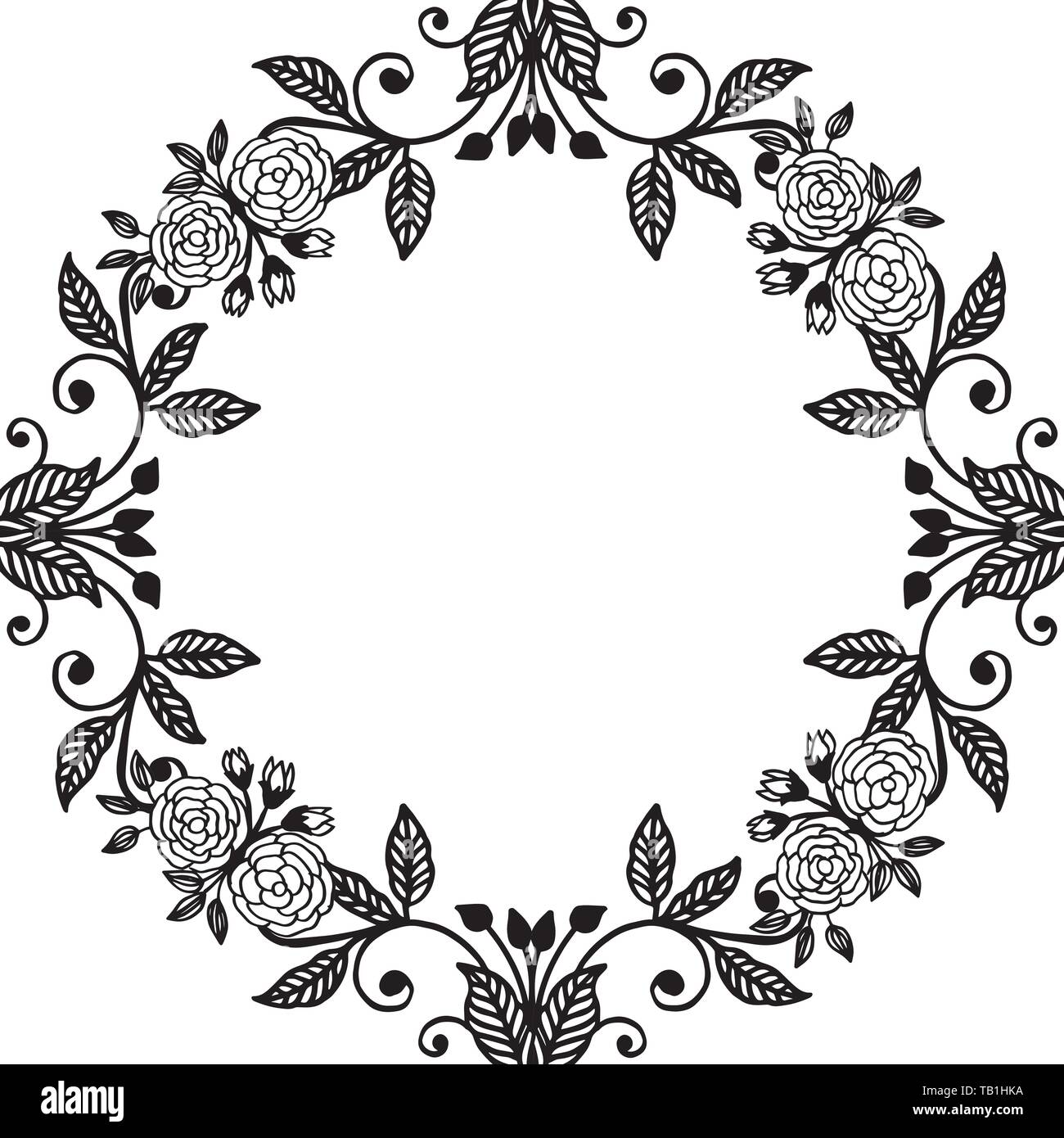 Vector illustration drawing of pattern with flower frame hand drawn ...
