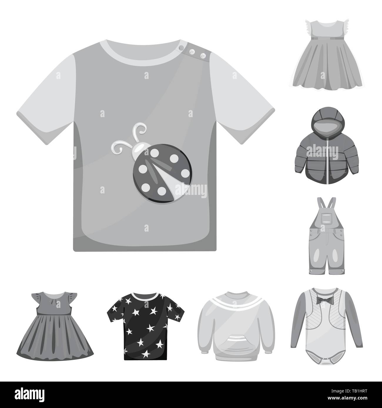 Vector illustration of cloth and apparel sign. Set of cloth and garment ...