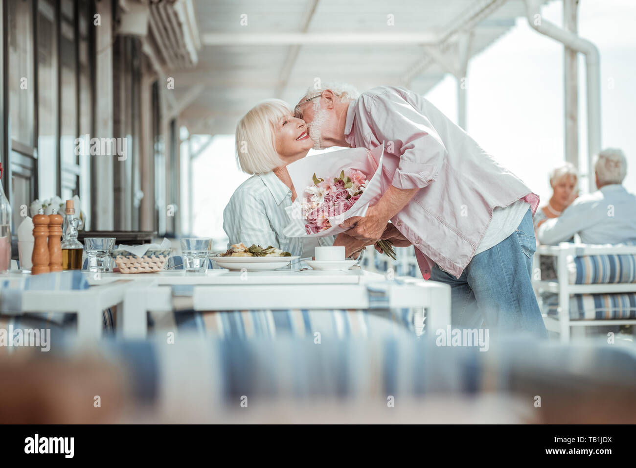 Happy female person having date with her husband Stock Photo - Alamy
