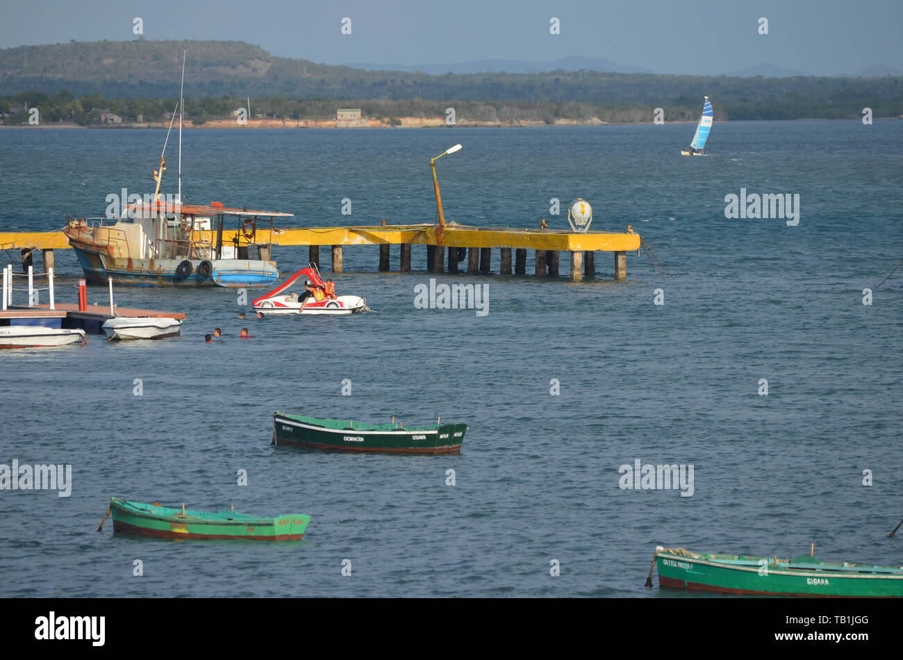 Artisanal fishing fleet in Gibara harbour, southern Cuba Stock Photo ...