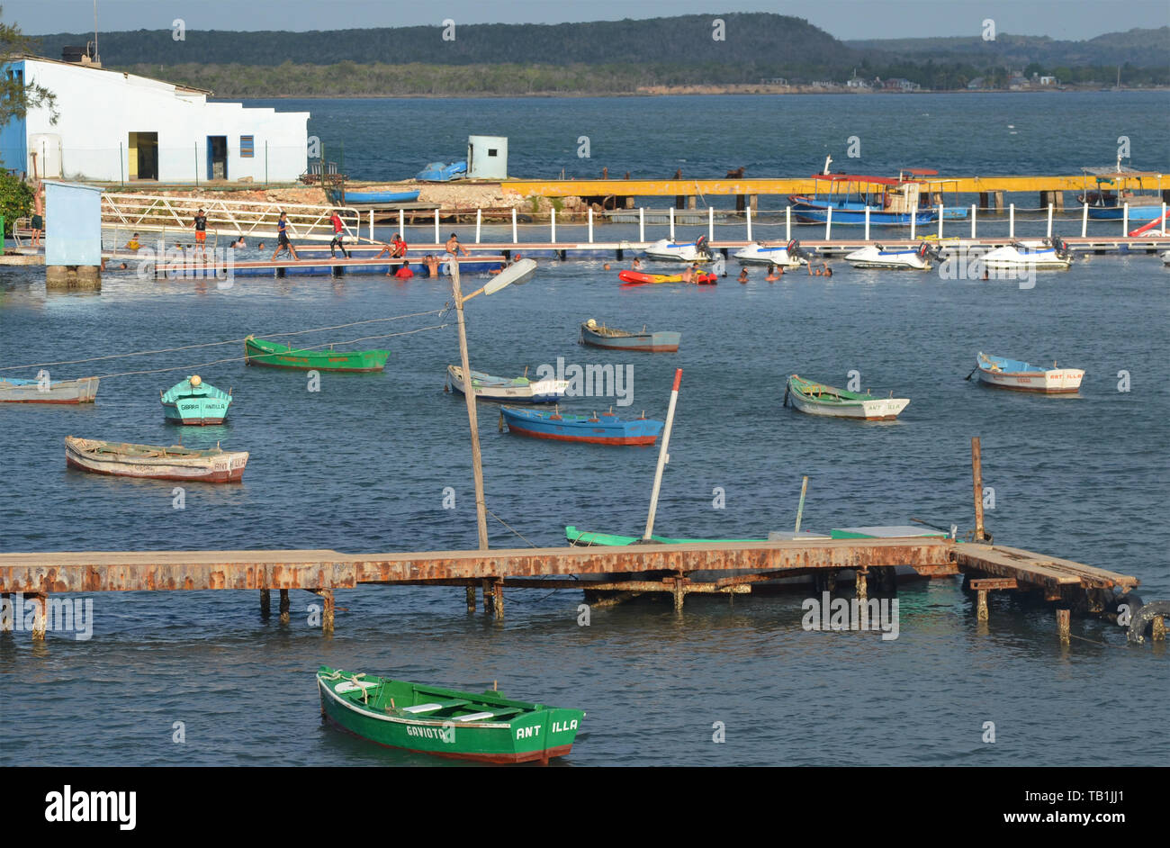 Artisanal fishing fleet in Gibara harbour, southern Cuba Stock Photo ...