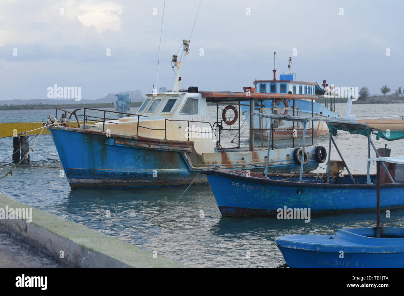 Artisanal fishing fleet in Gibara harbour, southern Cuba Stock Photo ...