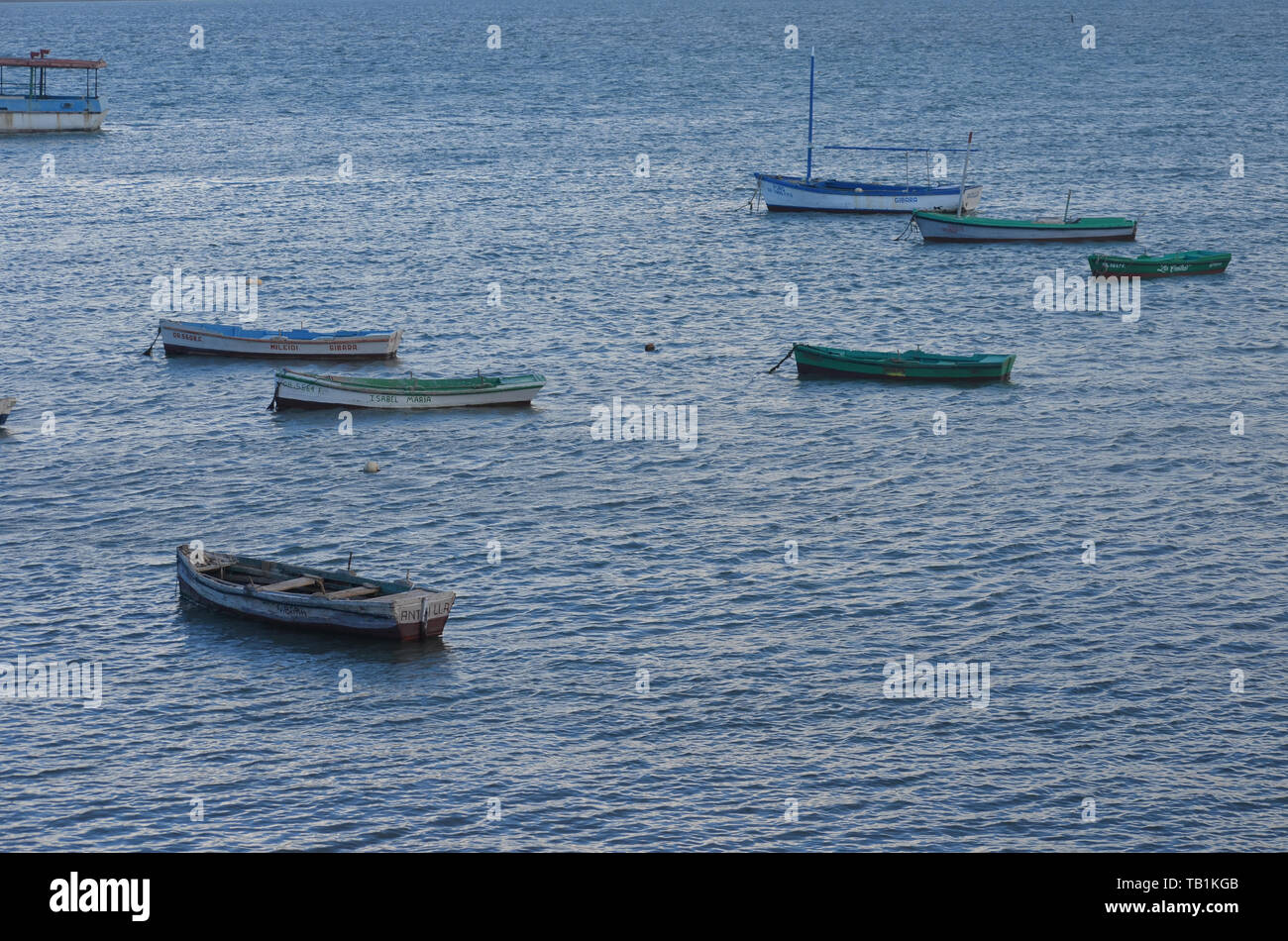 Artisanal fishing fleet in Gibara harbour, southern Cuba Stock Photo ...