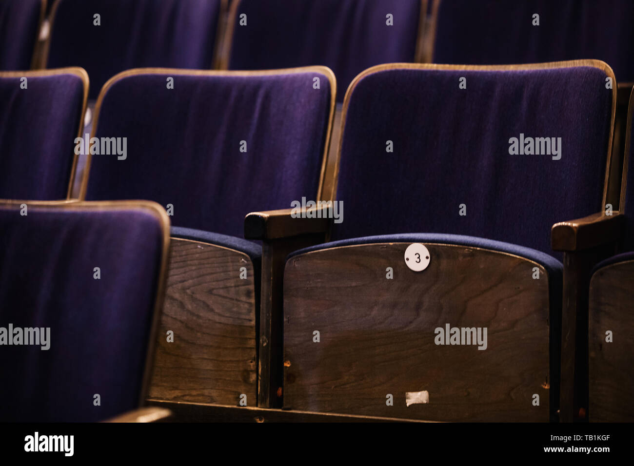 auditorium with seats, chairs in auditorium colored by spotlights Stock ...