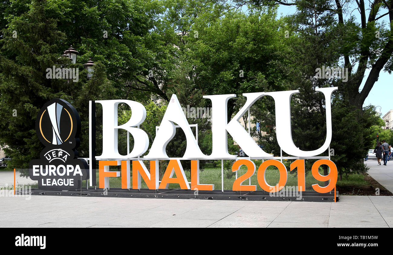 A general view of UEFA Europa League logo prior to the UEFA Europa ...