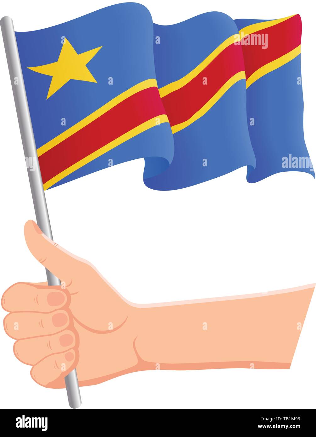 Hand holding and waving the national flag of Congo. Fans, independence ...