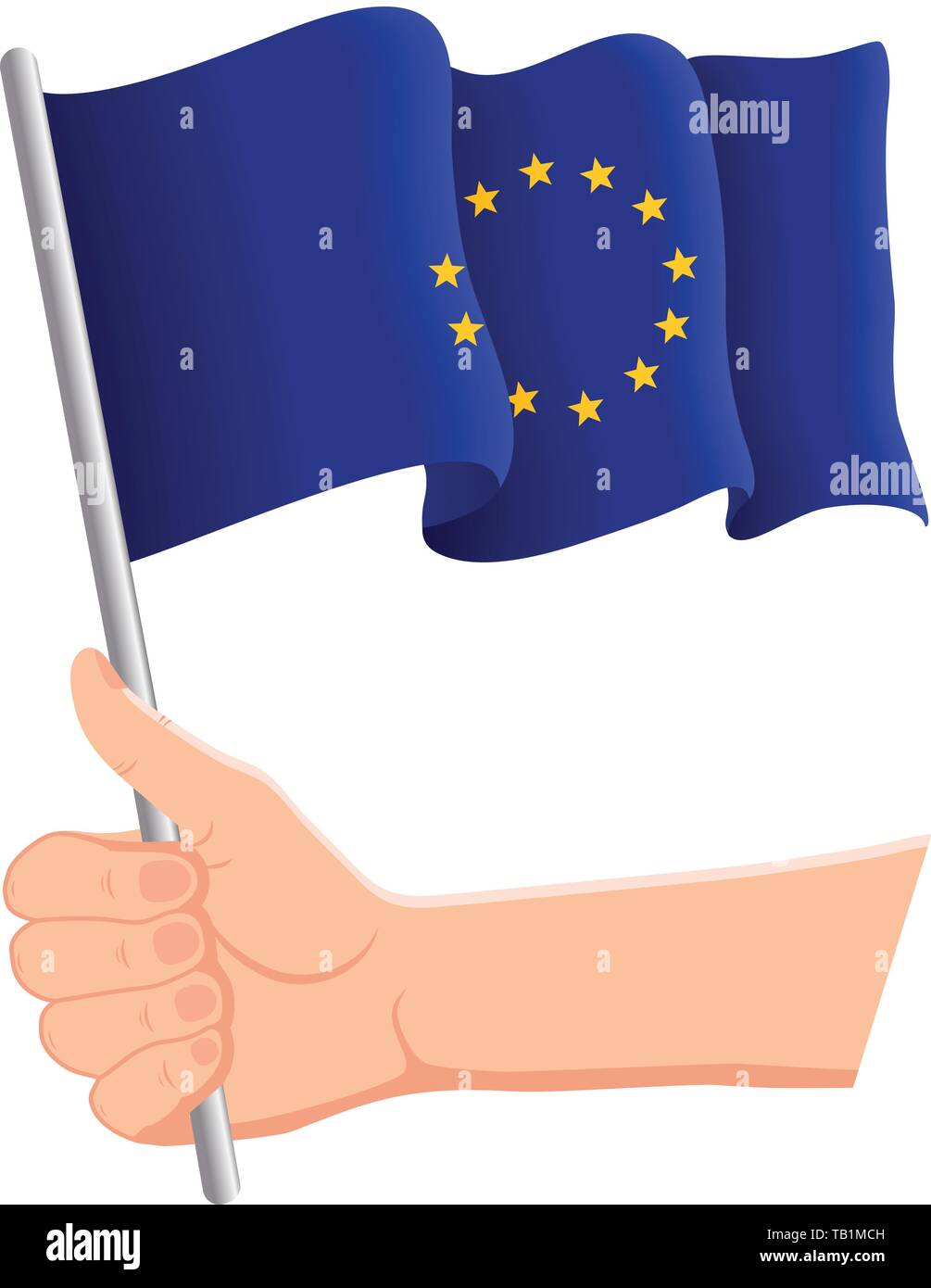 Hand holding and waving the national flag of European Union. Fans ...