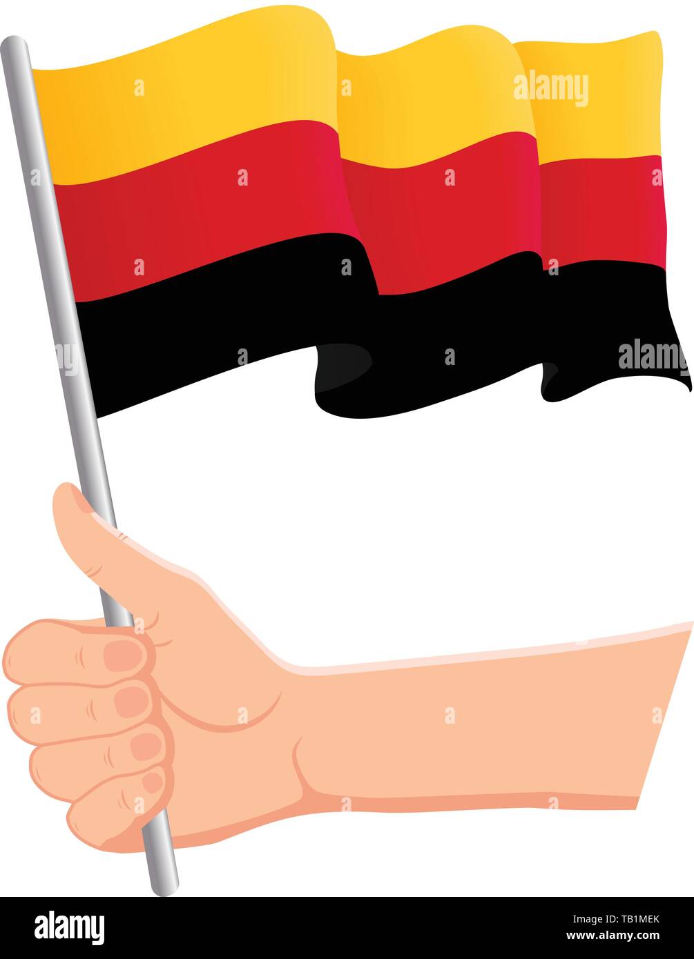 Hand holding and waving the national flag of Germany. Fans ...