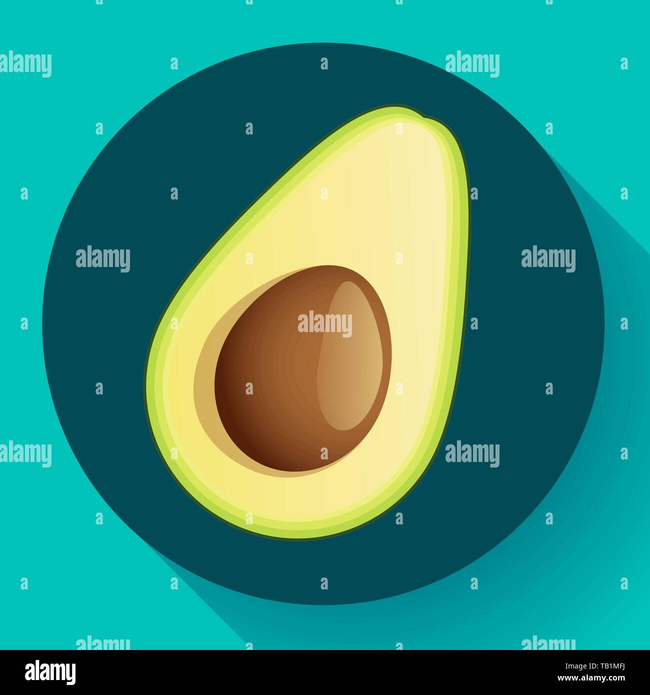 Realistic vector avocado icon illustration. Cut avocado icon flat Stock ...