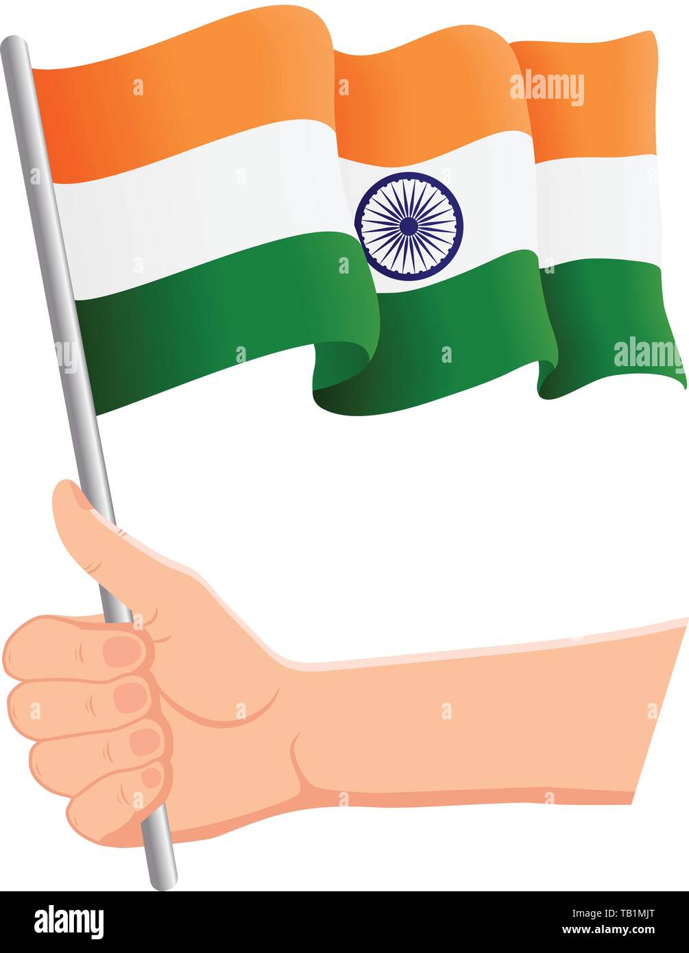 Hand holding and waving the national flag of India. Fans, independence ...