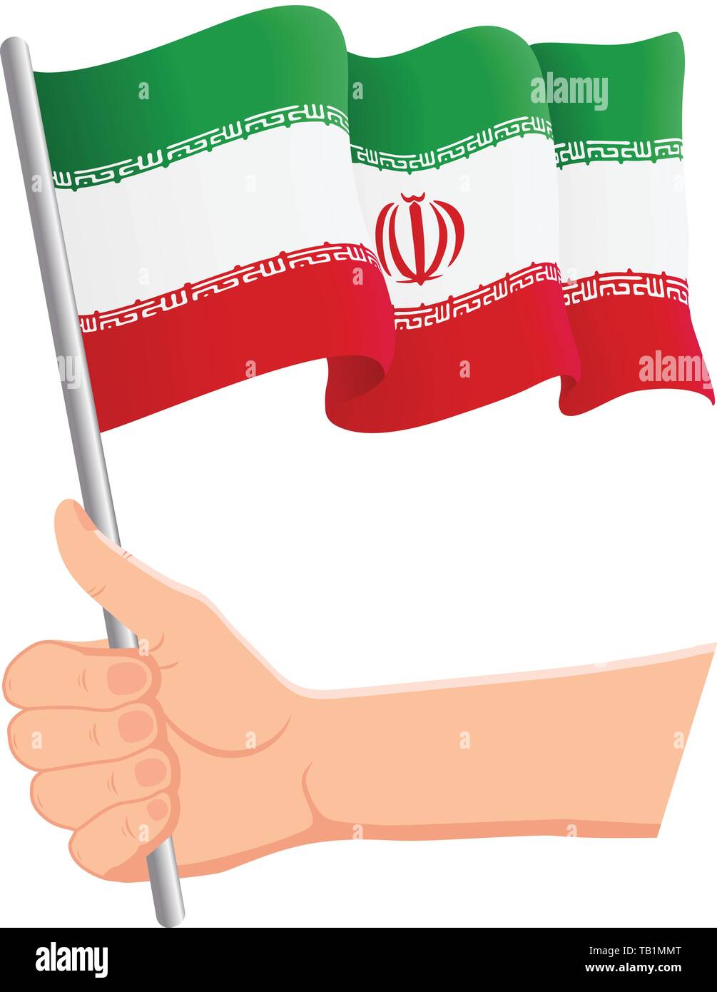 Hand holding and waving the national flag of Iran. Fans, independence ...