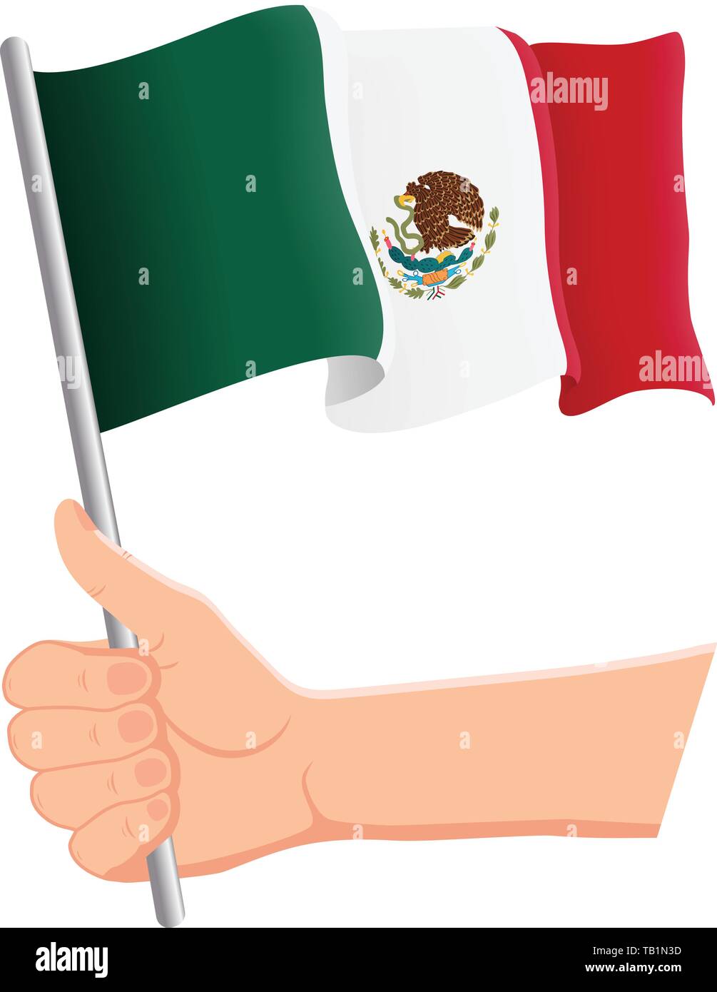 Hand holding and waving the national flag of Mexico. Fans, independence ...