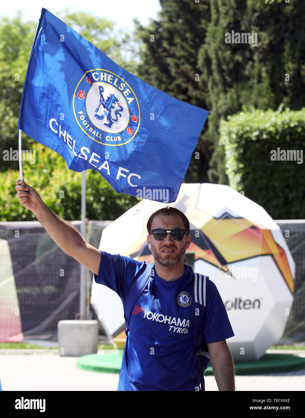 A Chelsea fan before the UEFA Europa League final at The Olympic ...