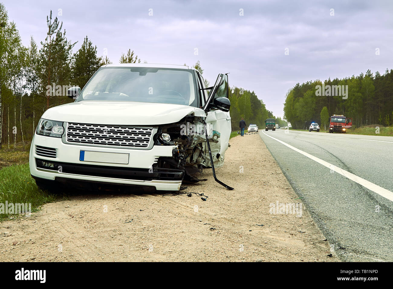 off road car after frontal collision with another vehicle Stock Photo ...