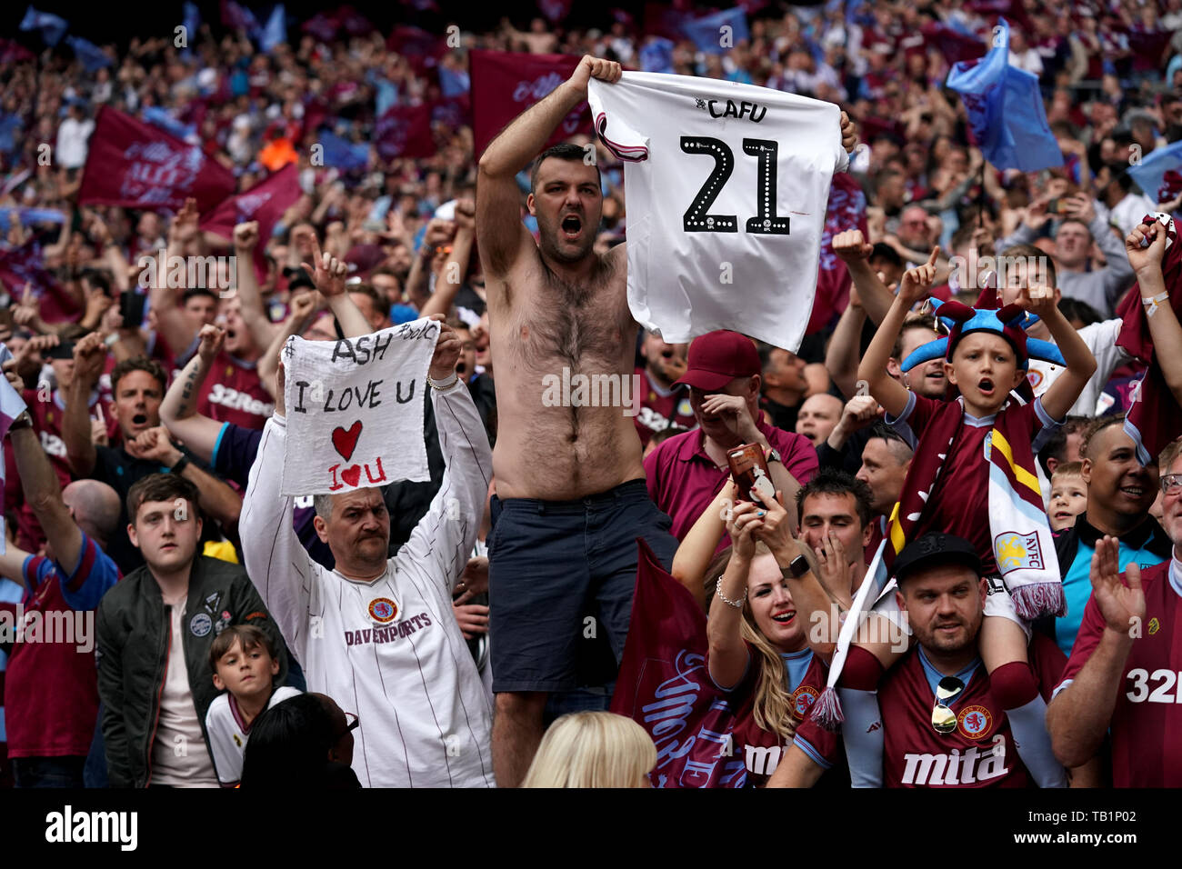 Aston Villa's fans celebrates at the end of the game during the Sky Bet ...