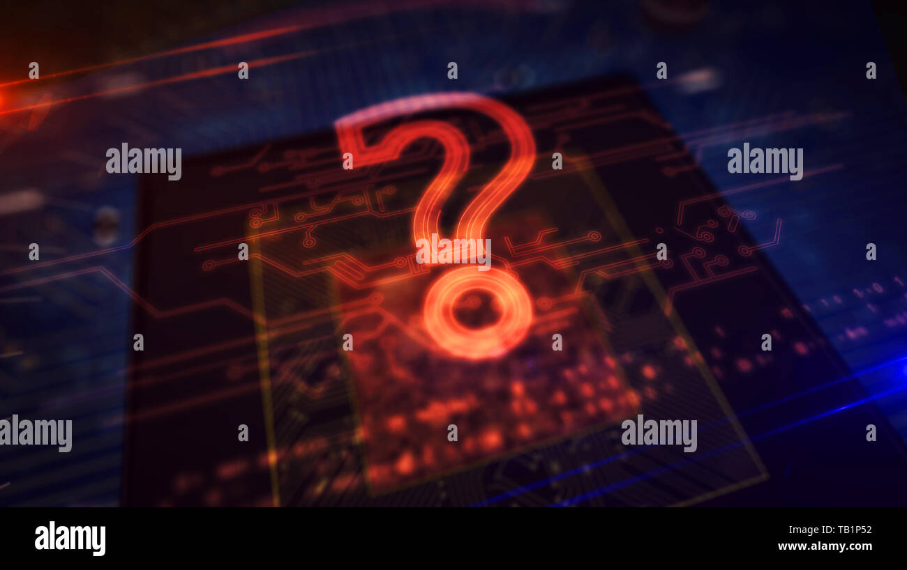 Question mark sign on cyber background. Internet searching, digital ...