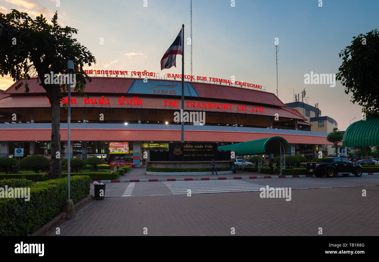 Bangkok's Chatuchak Bus Terminal at sunset Stock Photo - Alamy