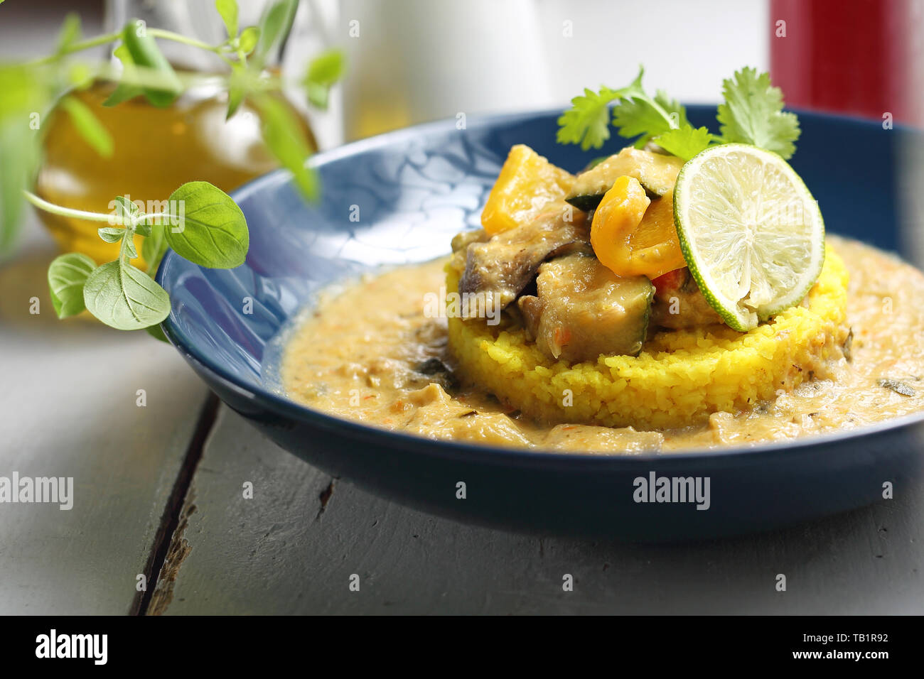 Vegetarian cooking. Restaurant menu. Dish on a white plate. Horizontal ...
