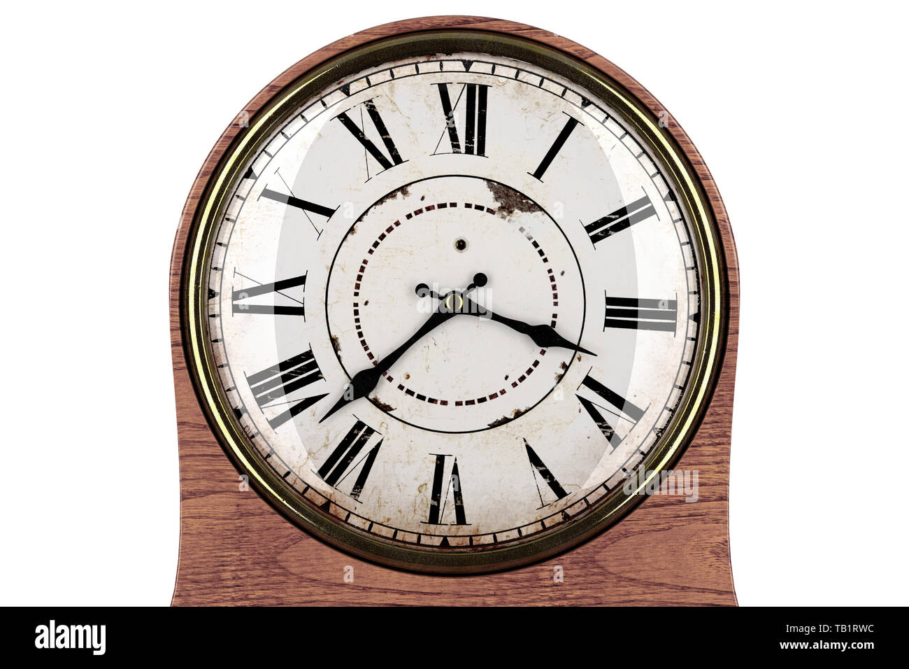 3d rendering of a vintage wooden clock isolated on white background ...