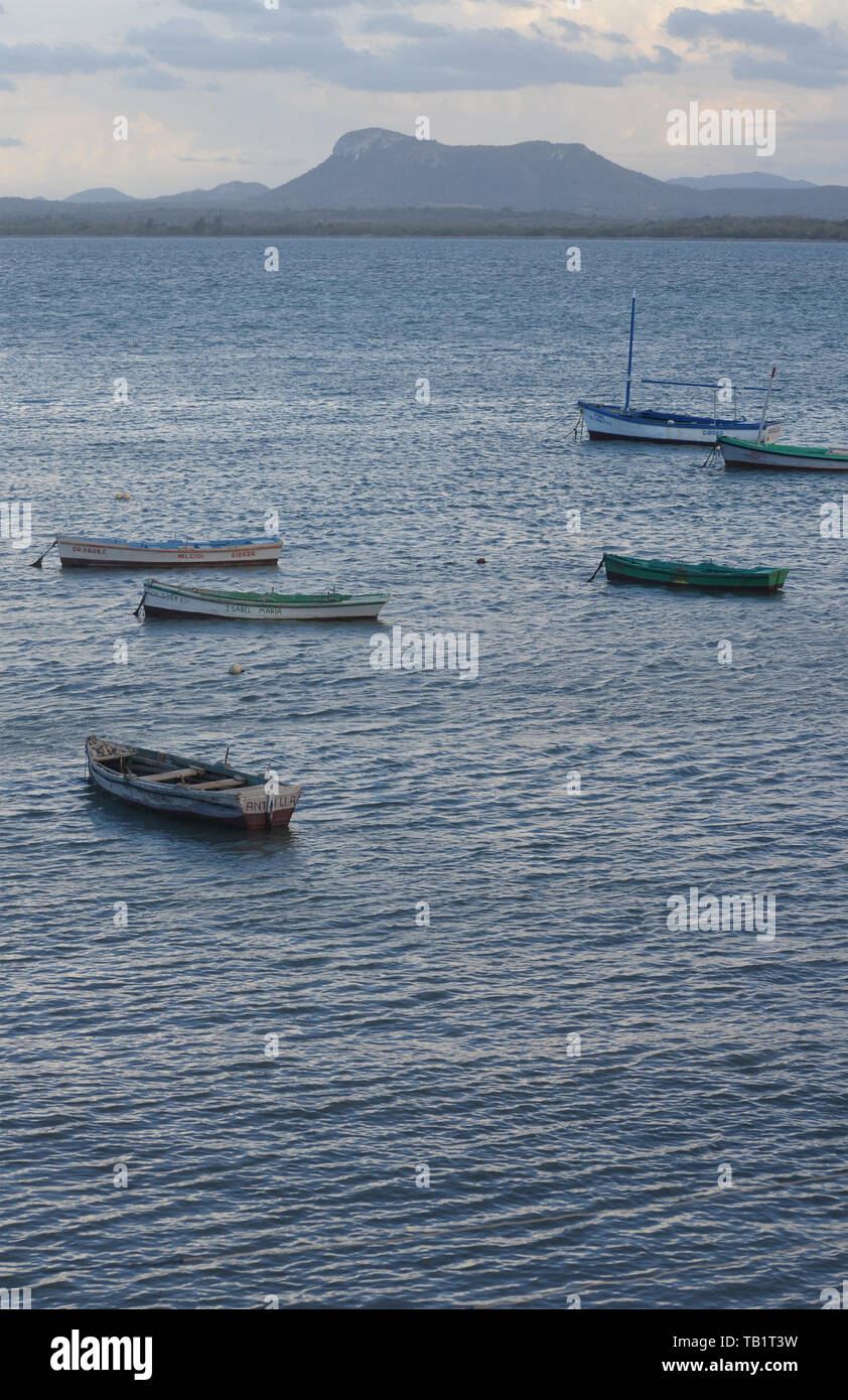 Artisanal fishing fleet in Gibara harbour, southern Cuba Stock Photo ...