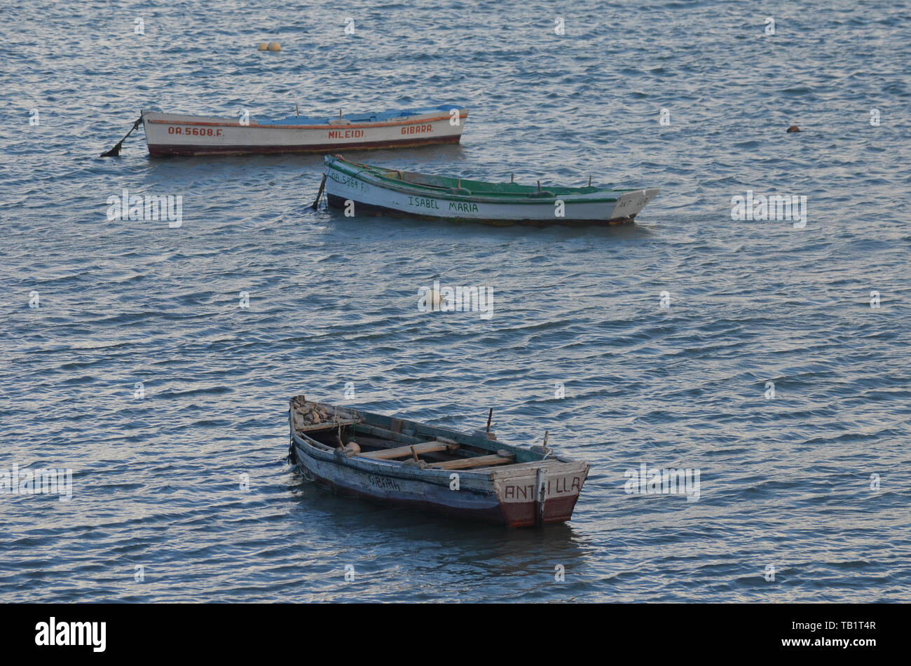 Artisanal fishing fleet in Gibara harbour, southern Cuba Stock Photo ...