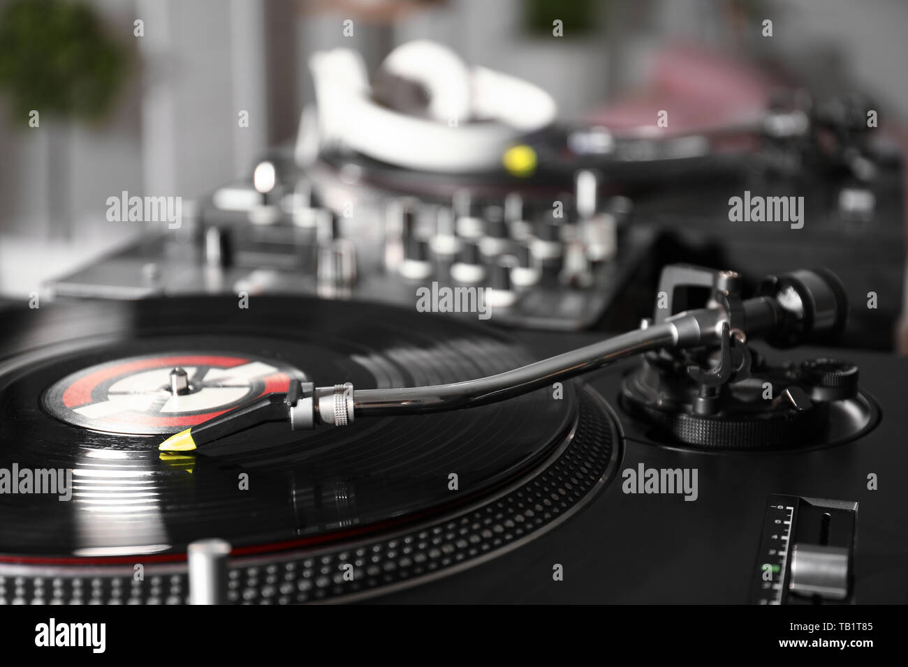 Modern DJ mixer, closeup Stock Photo - Alamy