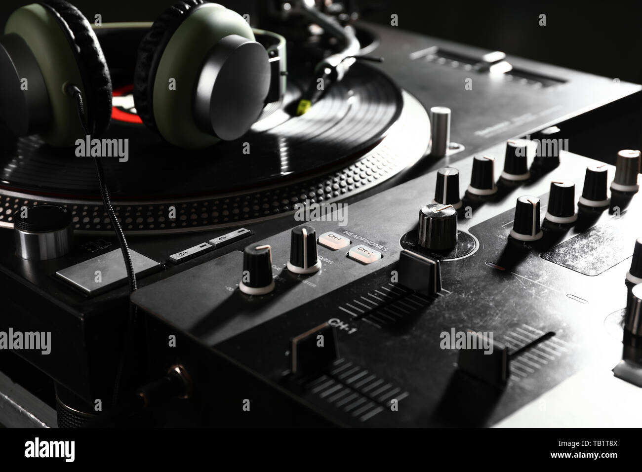 Modern DJ mixer, closeup Stock Photo - Alamy
