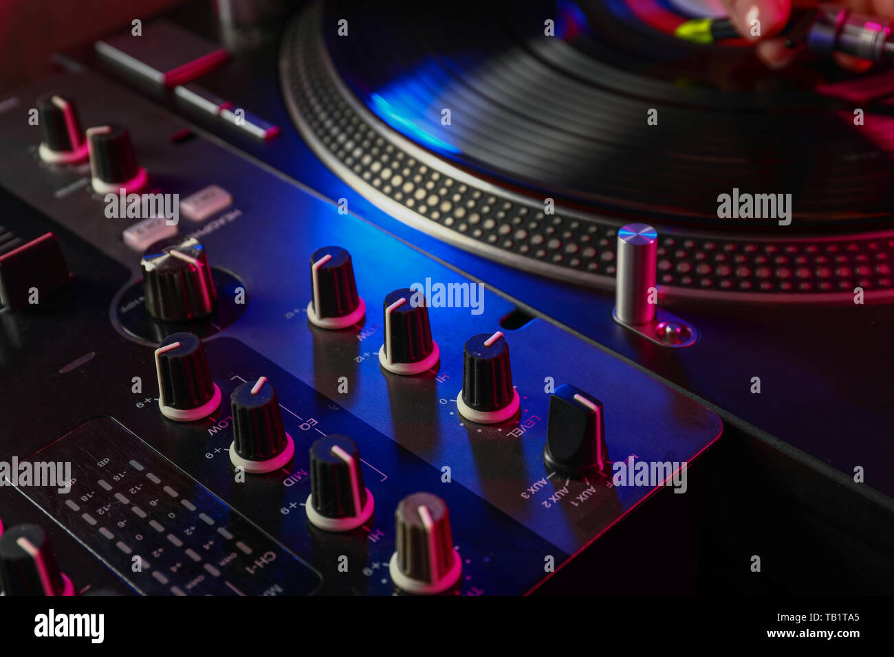 Modern DJ mixer, closeup Stock Photo - Alamy