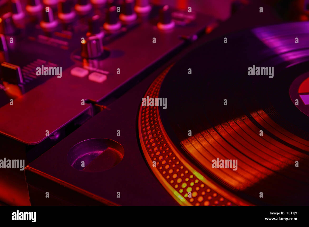 Modern DJ mixer, closeup Stock Photo - Alamy