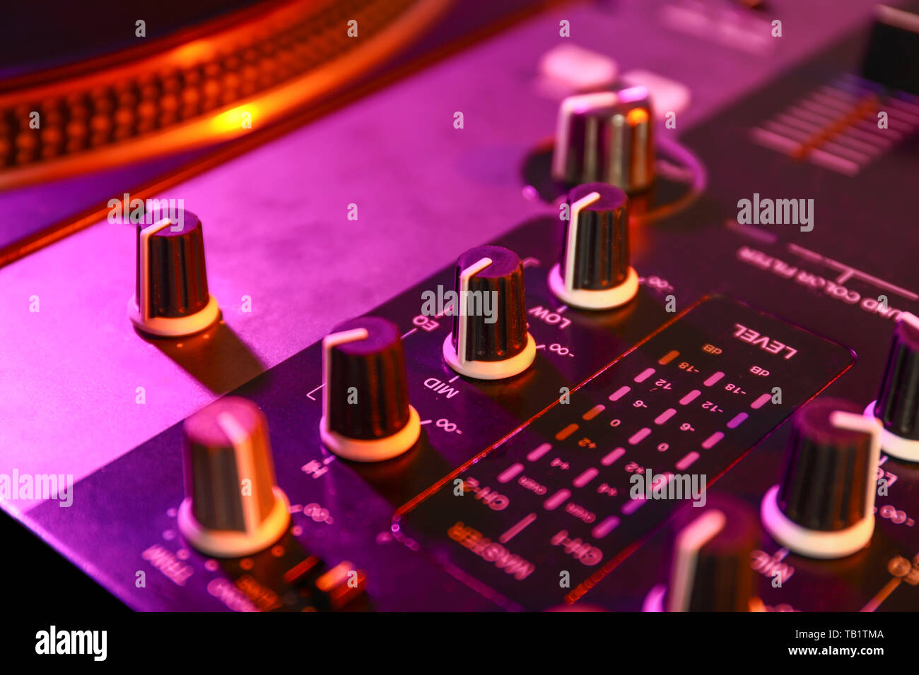 Modern DJ mixer, closeup Stock Photo - Alamy