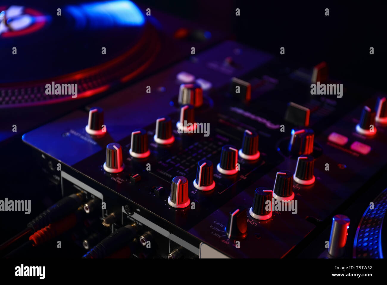 Modern DJ mixer, closeup Stock Photo - Alamy