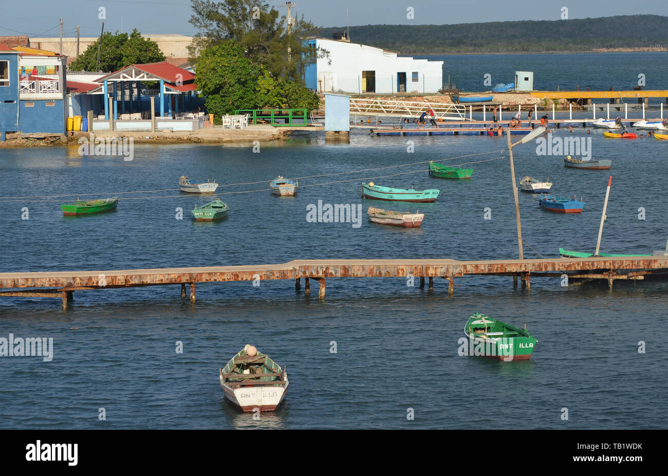 Artisanal fishing fleet in Gibara harbour, southern Cuba Stock Photo ...