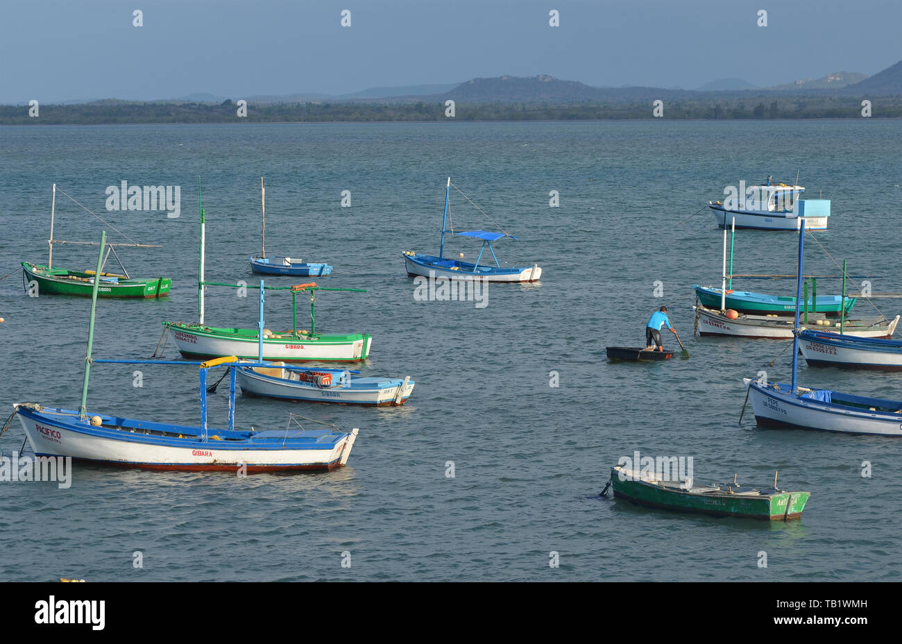 Artisanal fishing fleet in Gibara harbour, southern Cuba Stock Photo ...