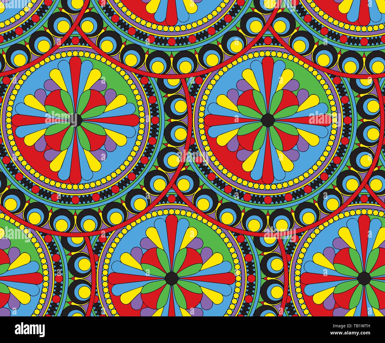 Seamless repeating pattern of mandalas Stock Vector Image & Art - Alamy