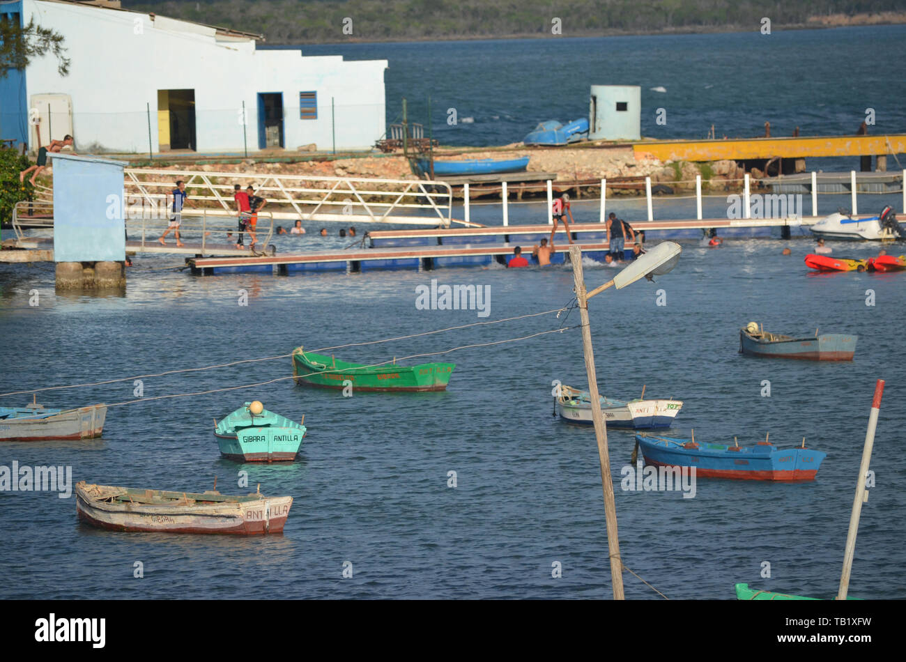 Artisanal fishing fleet in Gibara harbour, southern Cuba Stock Photo ...