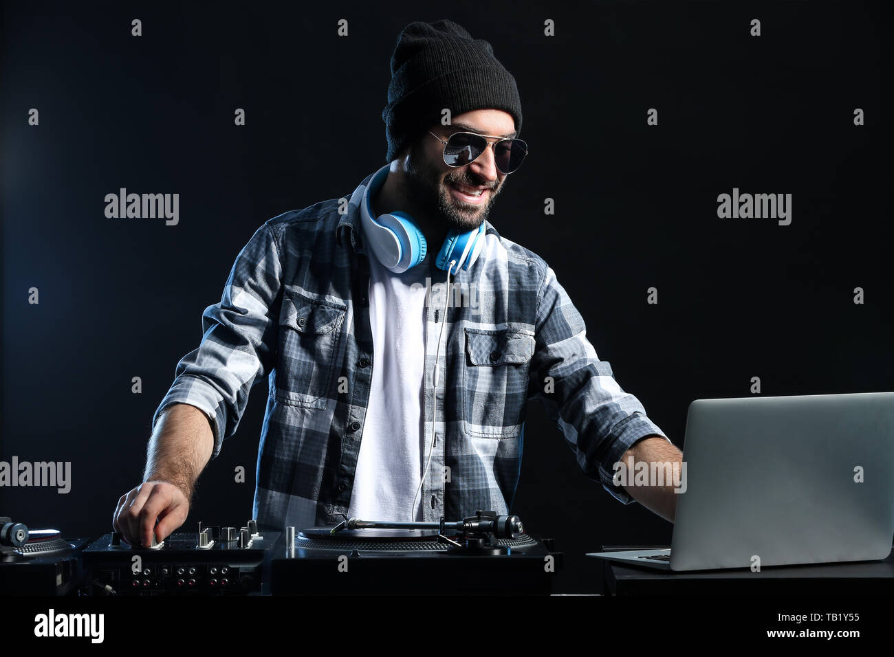Dj mixer headphones on dark hi-res stock photography and images - Alamy