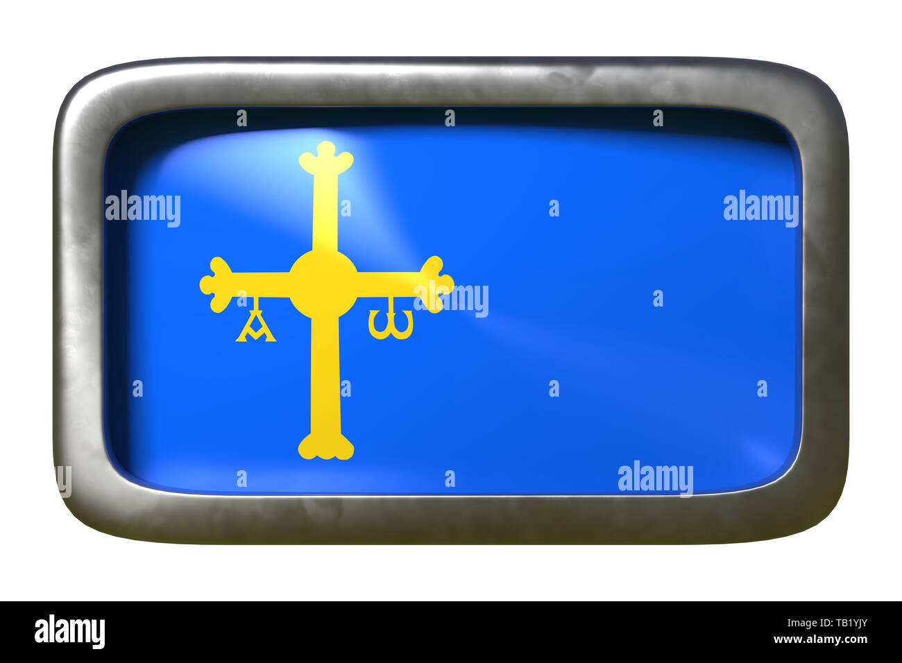 3d rendering of an Asturias spanish community flag on a rusty sign ...