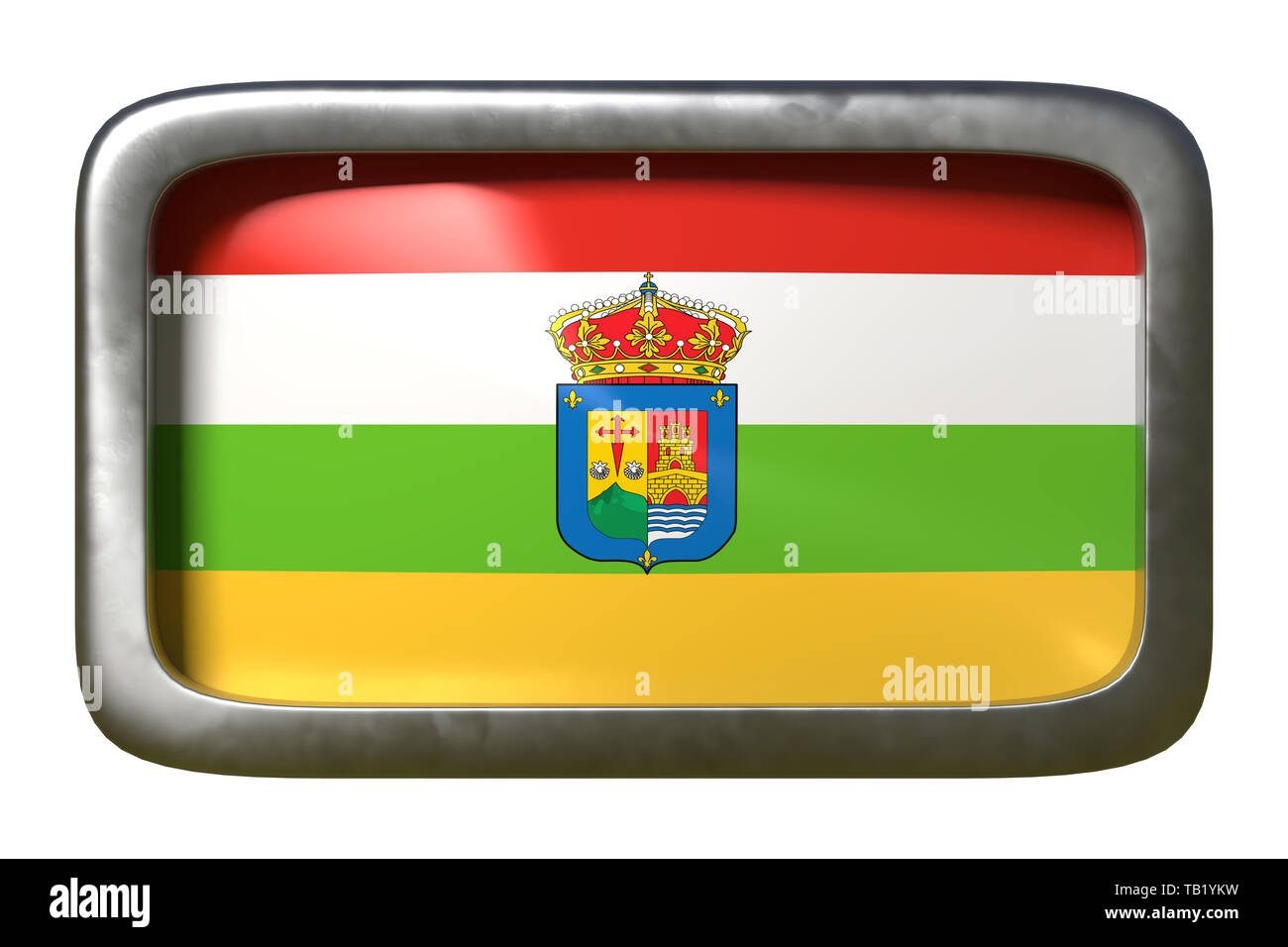 3d rendering of a La Rioja spanish community flag on a rusty sign ...