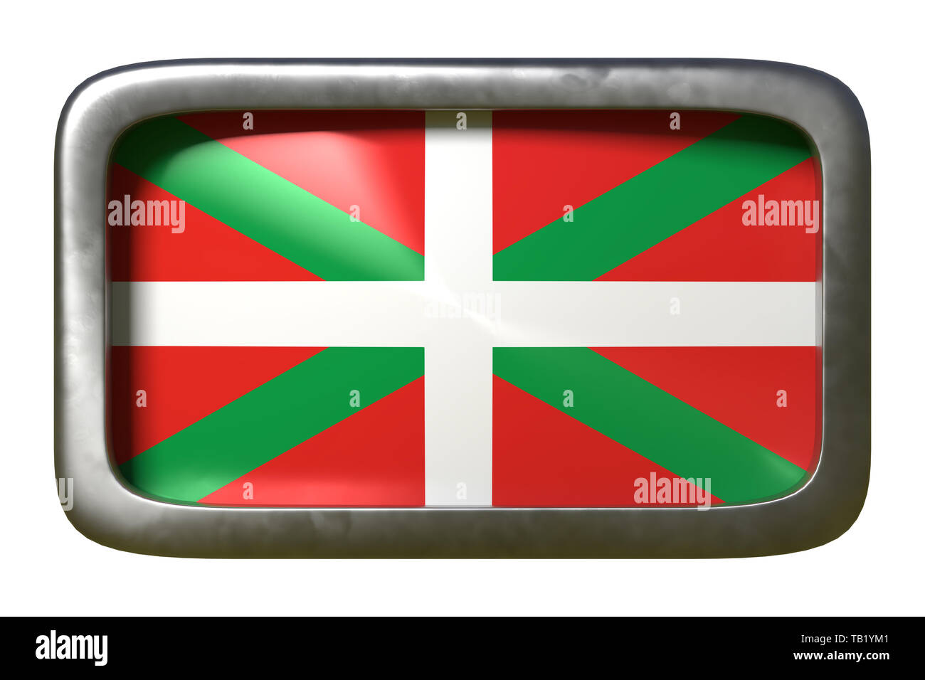 3d rendering of a Basque Country spanish community flag on a rusty sign ...