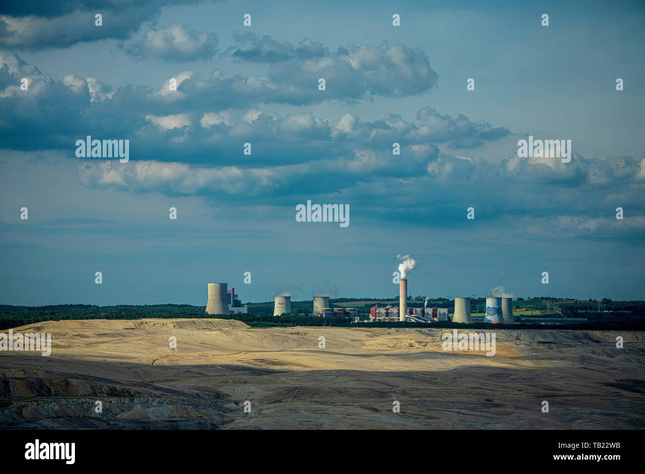 Brown-coal mine and power plant Turow pictured in Bogatynia, Poland ...