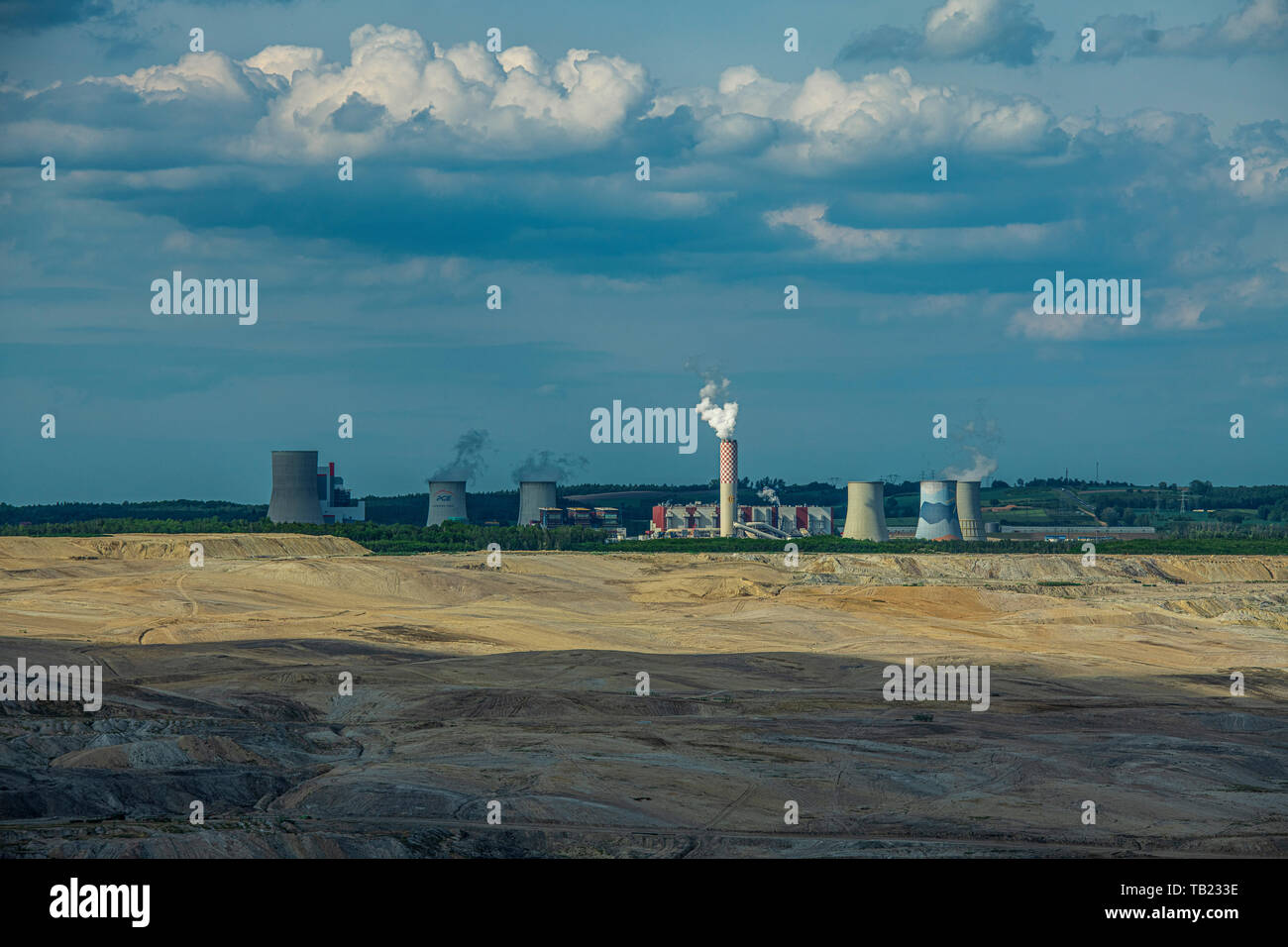 Brown-coal mine and power plant Turow pictured in Bogatynia, Poland ...
