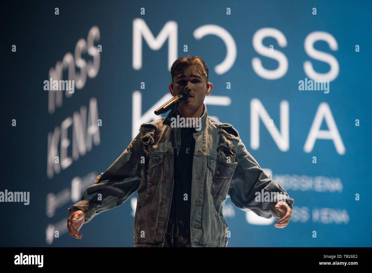 Glasgow, UK. 29 May 2019. Moss Kena in concert at SSE's Hydro Arena in ...