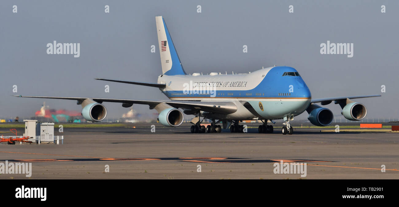 U.S. President Donald Trump and First Lady Melania aboard Air Force One ...
