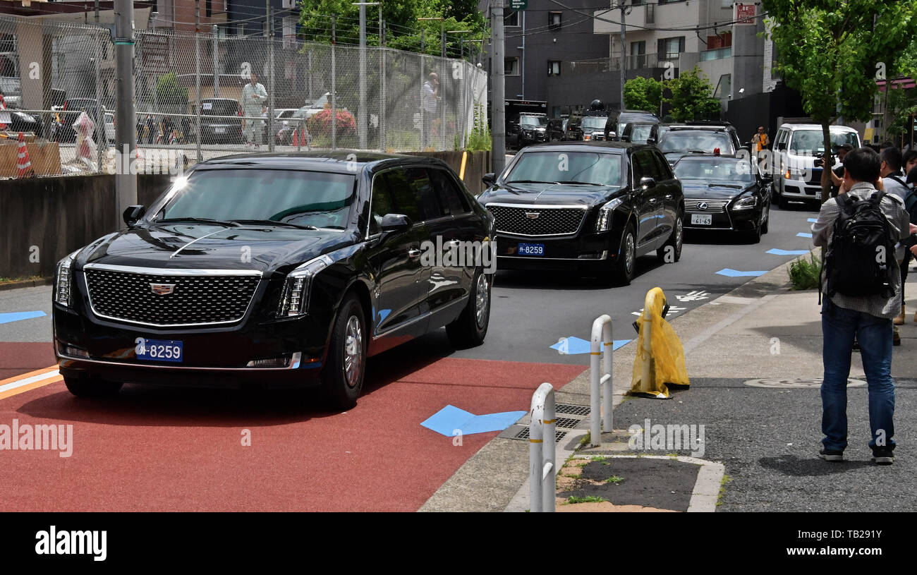 Car spotters take photo of presidential Cadillac limousine near the ...