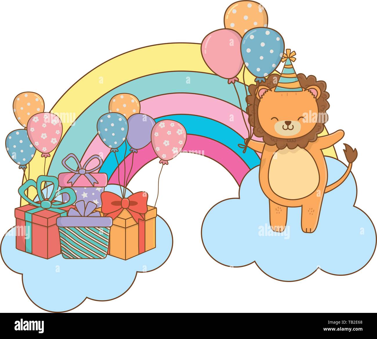 Lion cartoon design, Animal happy birthday celebration decoration and ...