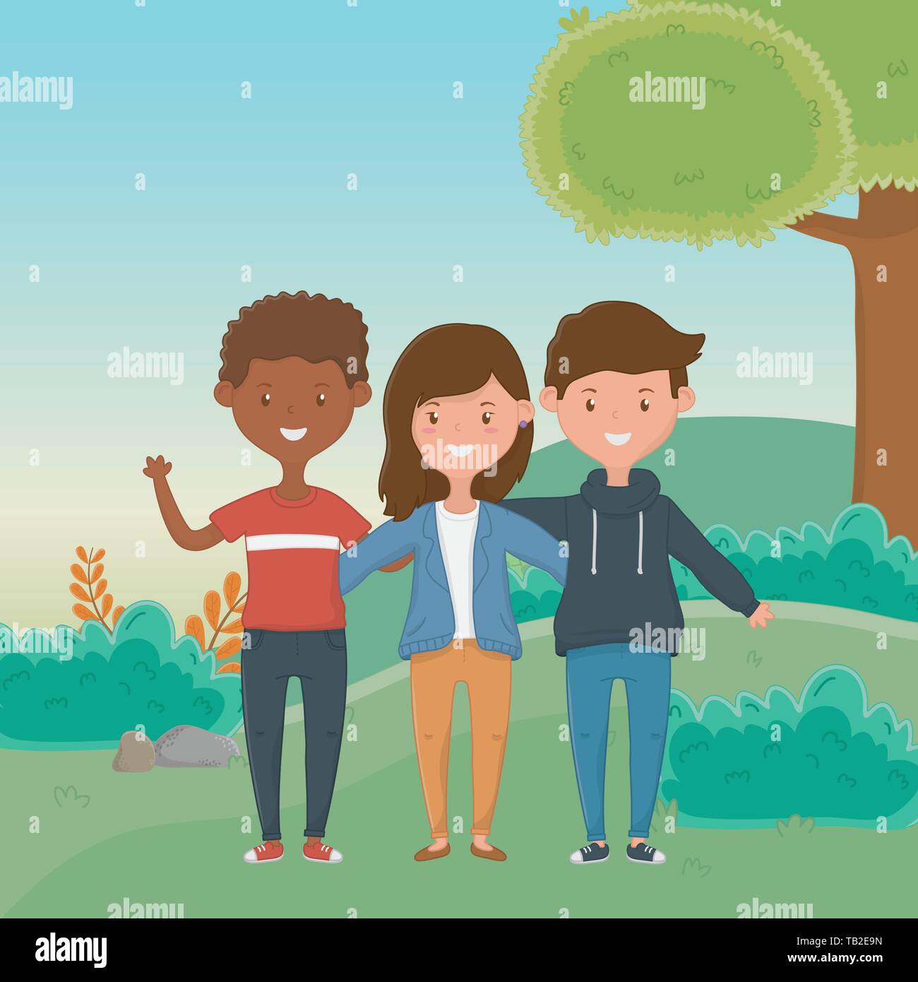 Girls and boy design, Firiendship together friends happy people and ...