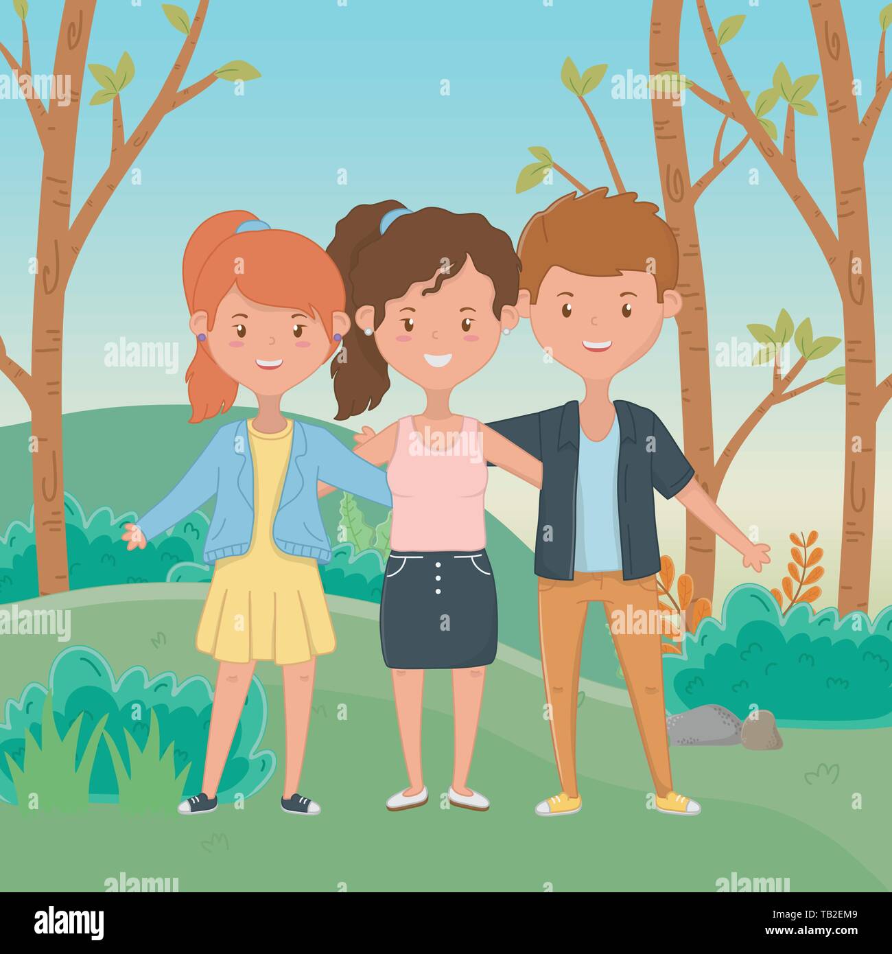 Girls and boy design, Firiendship together friends happy people and ...